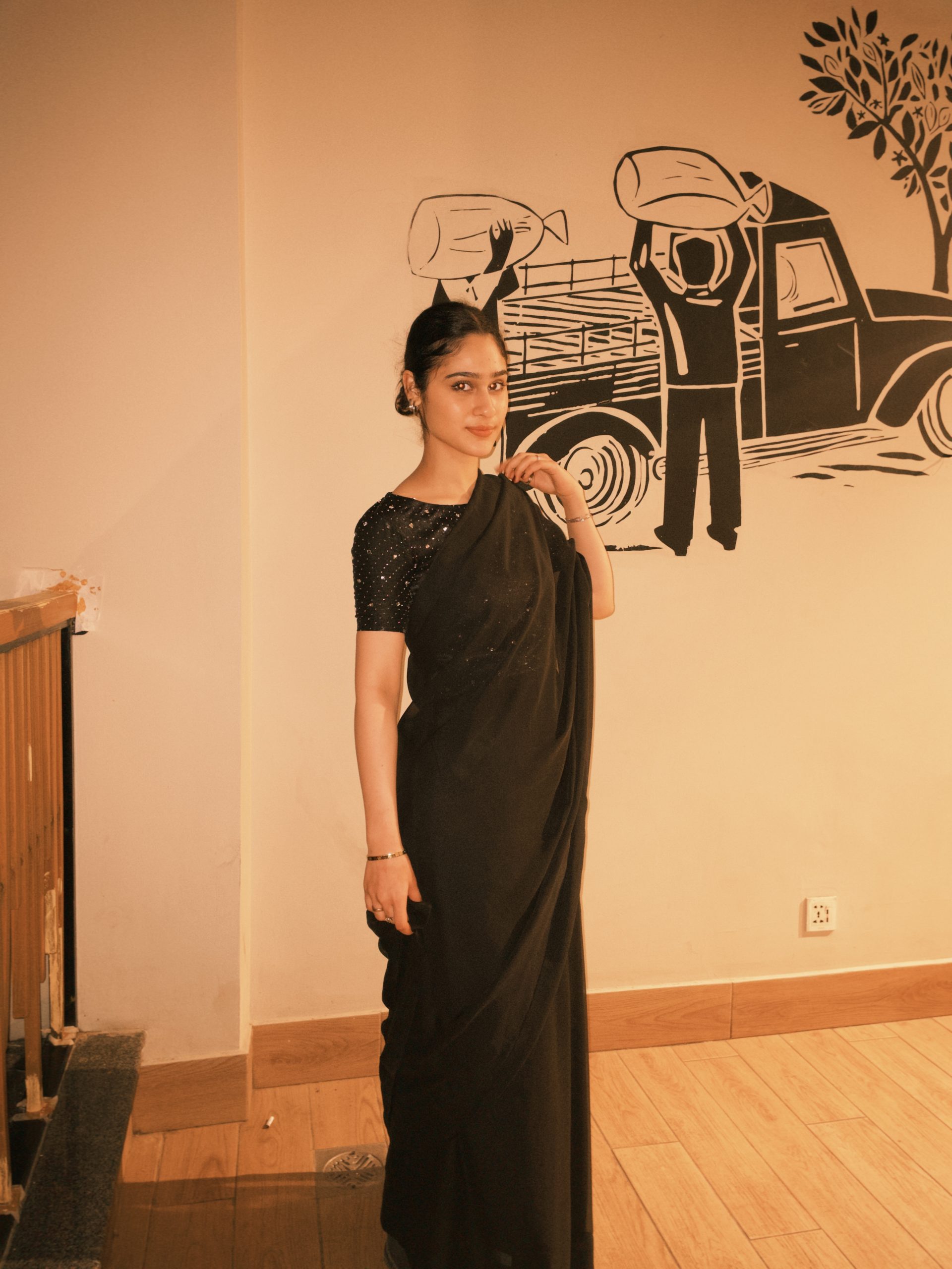 Noor-dark luxe bling saree – WearVerte